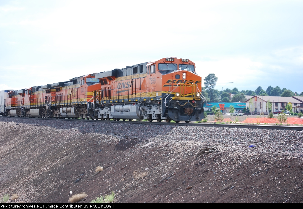BNSF 7859 gets close to me as she rolls eastbound with a Z-Train.